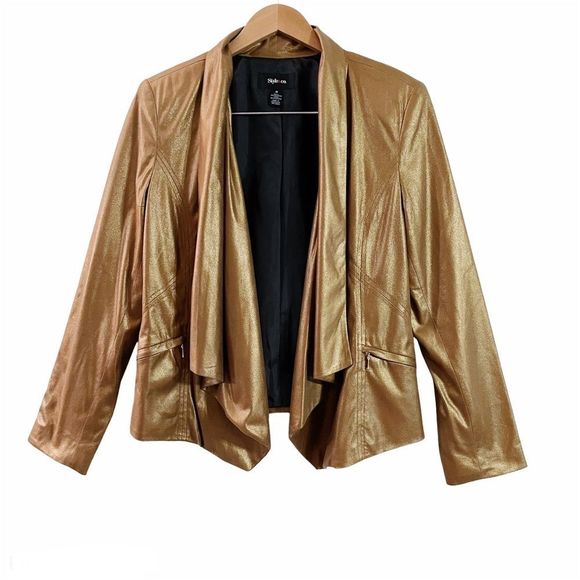 Style & Co. | Jackets & Coats | Style Co Gold Metallic Open Waterfall ...